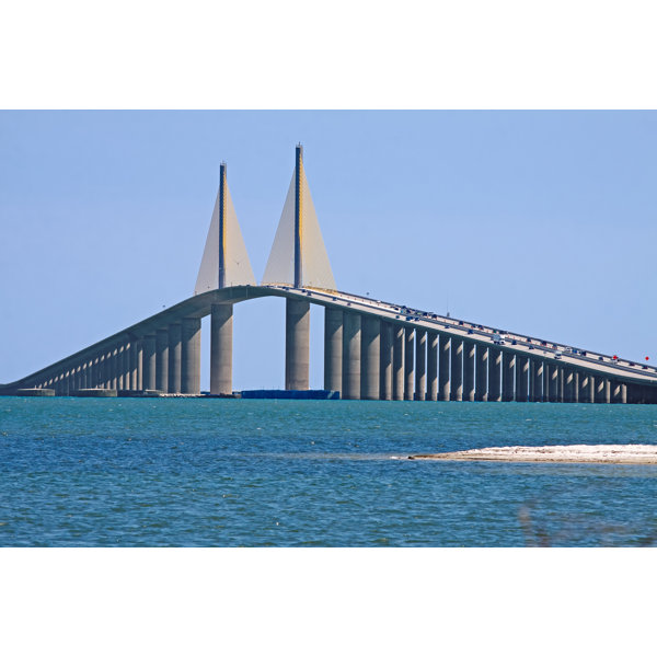 Rosecliff Heights Skyway Bridge-Tampa Bay On Canvas by Delmaslehman Print | Wayfair
